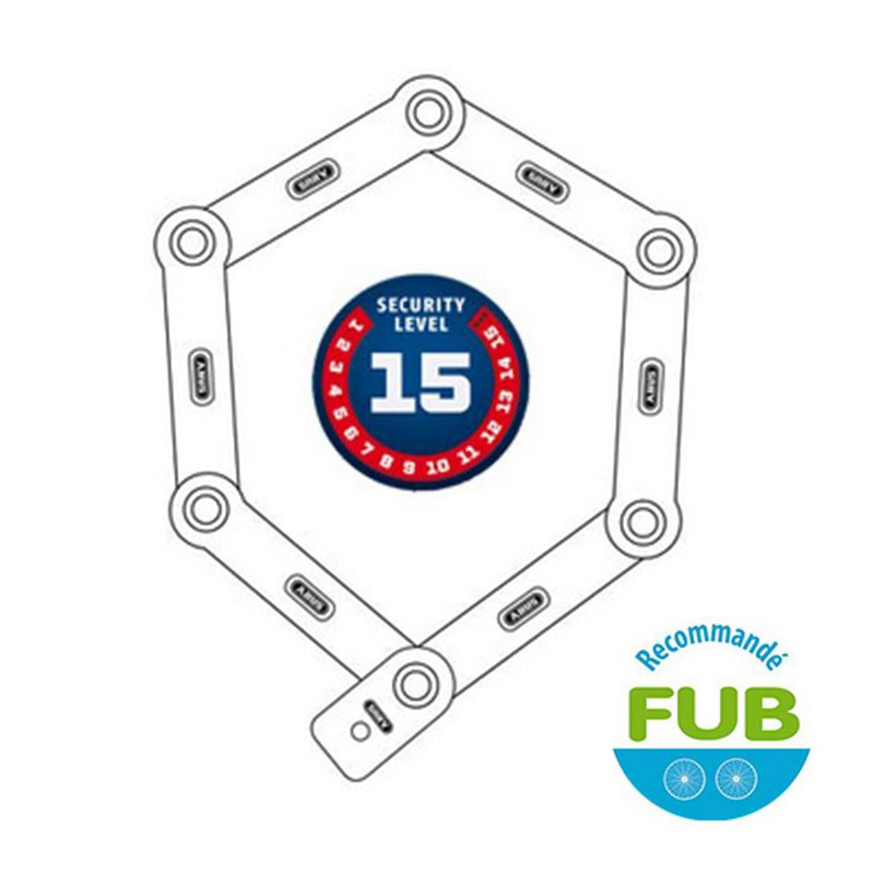Abus GRANIT X PLUS 6500 Antivol pliable en U 120 cm pour sécurité vélo