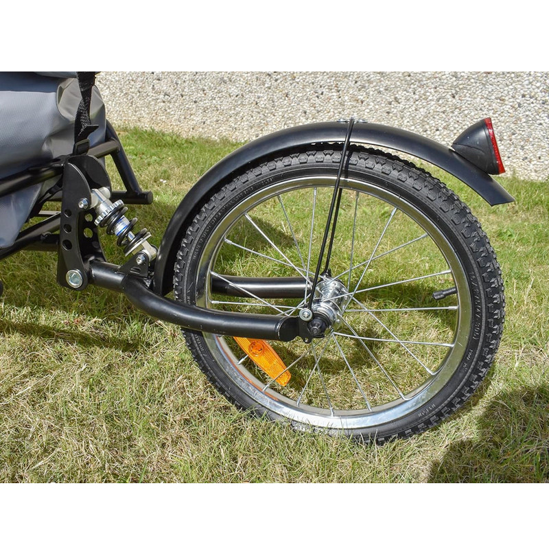 Remorque mono roue pour vélo avec amortisseur et sac étanche